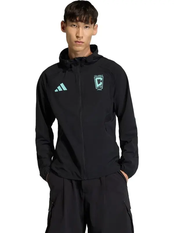 Adidas Columbus Crew Tiro Tech Full Zip Windbreaker Jacket - Black / Easy Mint