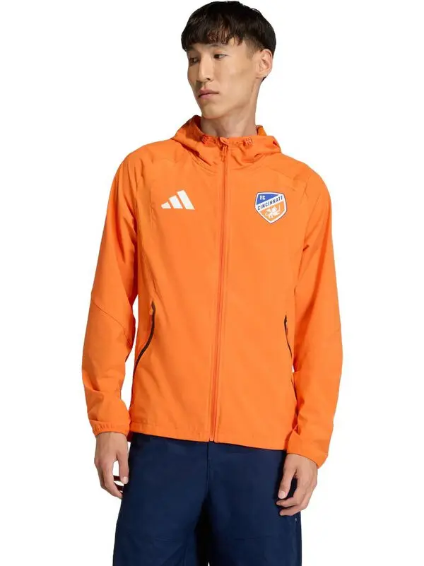 Adidas Fc Cincinnati Tiro Tech Full Zip Windbreaker - Orange / White