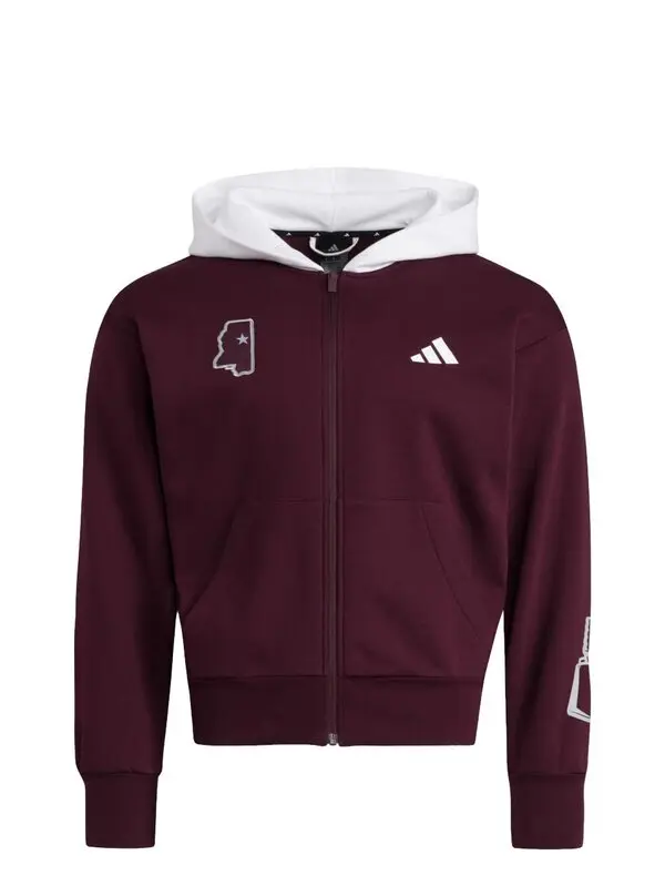 Adidas Mississippi State Bulldogs Full Zip Hoodie - Team Maroon / White
