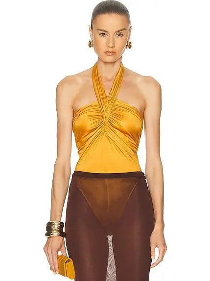 Atlein Halterneck Bodysuit - Miel