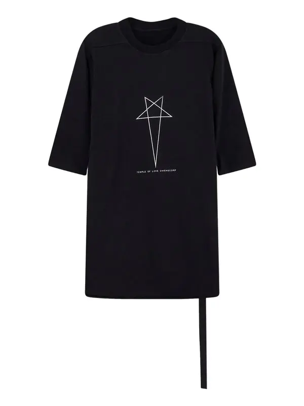 Rick Owens Cotton Tshirt With Logo On The Front - Black
