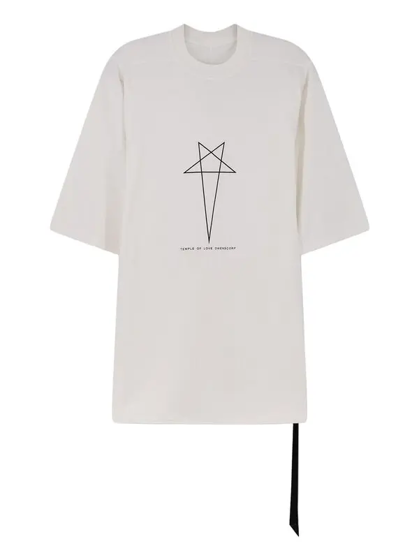 Rick Owens Cotton Tshirt With Logo On The Front - White