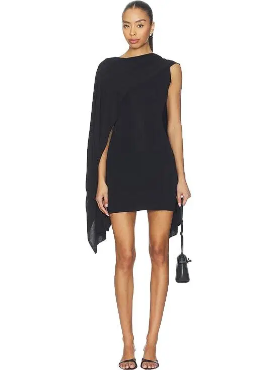 L'academie By Marianna Nasim Knit Cape Mini Dress - Black