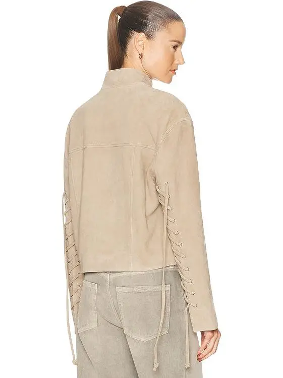 GRLFRND Annika Suede Lace Up Jacket - Desert Sand
