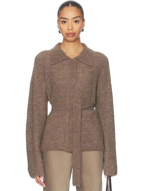 L'academie By Marianna Jessamy Knit Belted Cardigan - Mocha