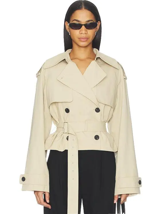 L'academie By Marianna Kimmi Cropped Trench Jacket - Taupe