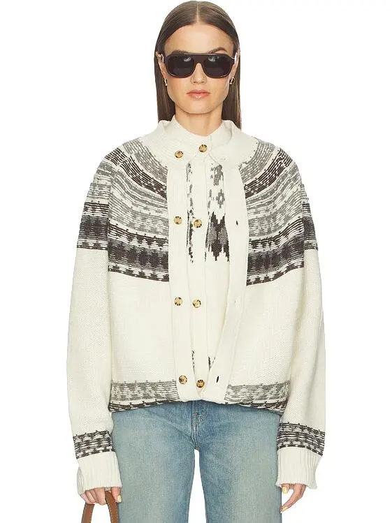 Monse Fold-up Fair Isle Cardigan - Ivory Multi