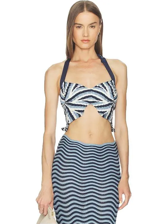 Azulu Astrid Crochet Top - Blue Stripe