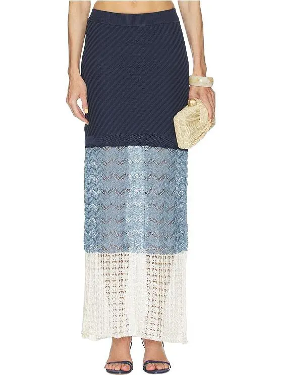 Azulu Topanga Crochet-knit Skirt - Blue Stripe