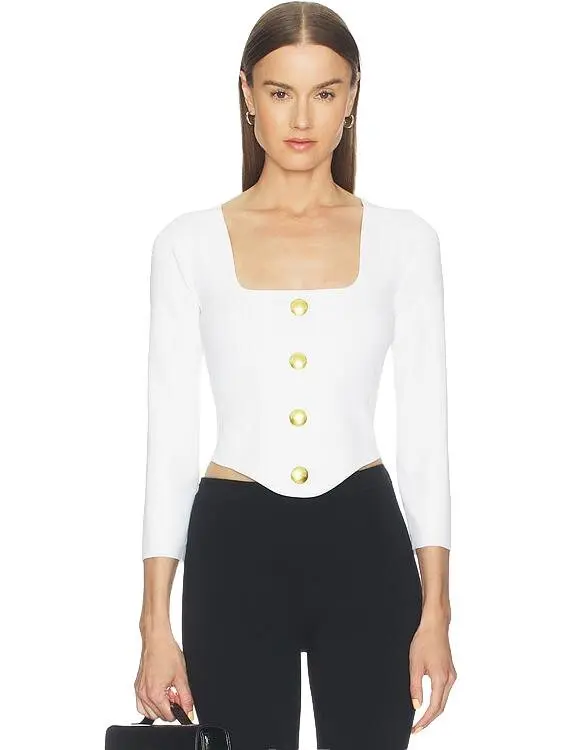 L'Agence Sasha Knit Corset Top - Ivory & Gold