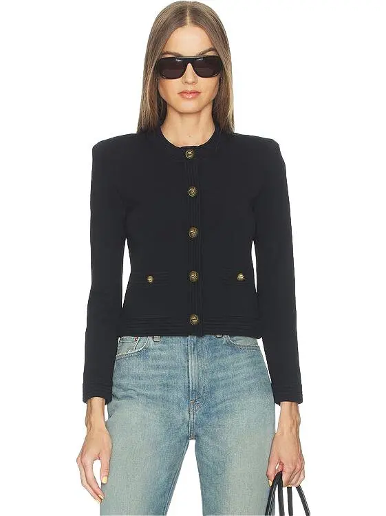 L'Agence Patsy Crop Crew Cardigan - Black & Gold