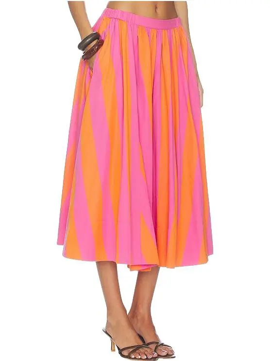 Free People X Lowen Striped Midi Skirt - Pink Combo