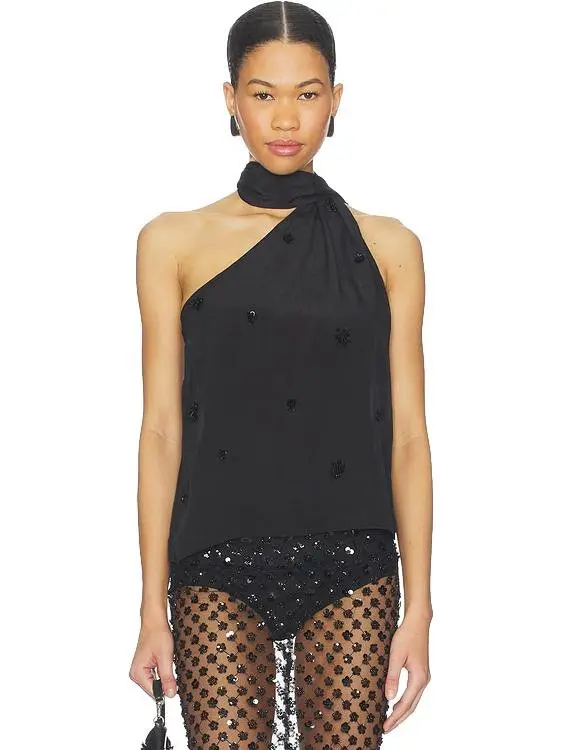 L'academie By Marianna Brynn Embellished Top - Black