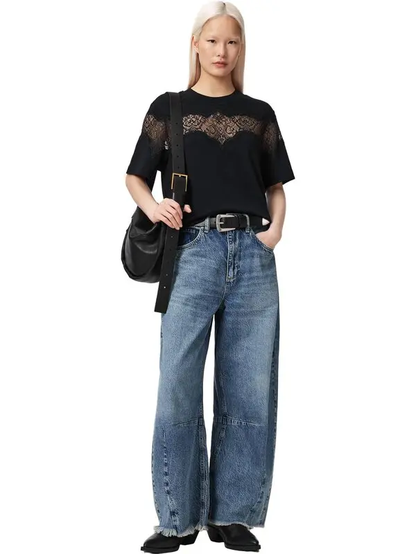 ALLSAINTS Lisa Lace Amelie T-shirt - Black