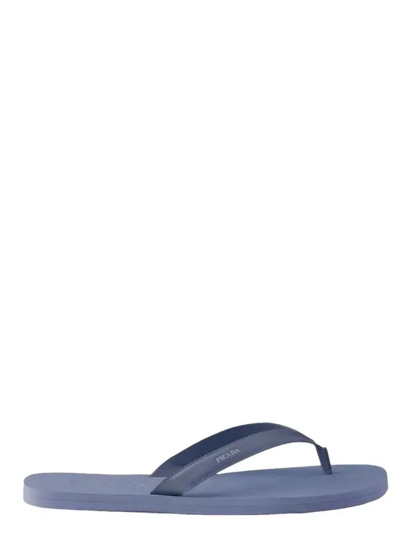 Prada Embossed Leather Flip Flops - Blue