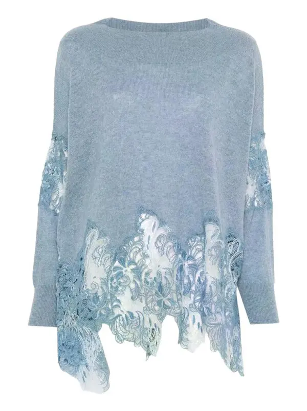 Ermanno Scervino Lace-trimmed Sweater - Blue