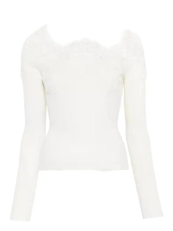 Ermanno Scervino Lace-trim Fitted Top - Neutrals