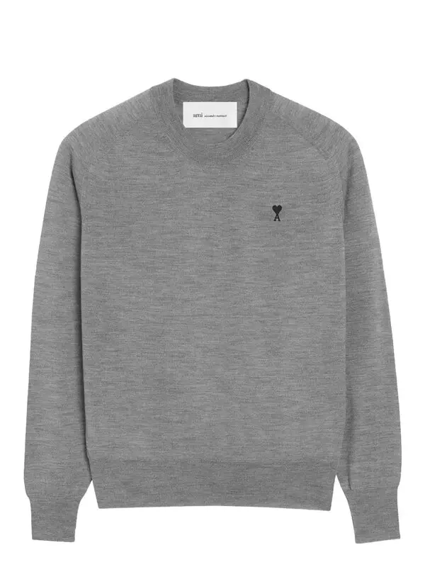 Ami Logo-embroidered Sweater - Grey
