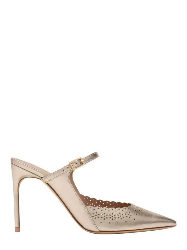 MALONE SOULIERS Bardot Broderie-detail Mules - Gold