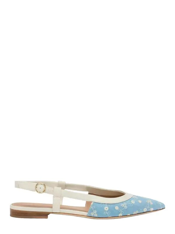 MALONE SOULIERS Tate Floral-printed Slingback Ballet Flats - Blue
