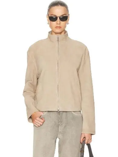 GRLFRND Annika Suede Lace Up Jacket - Desert Sand