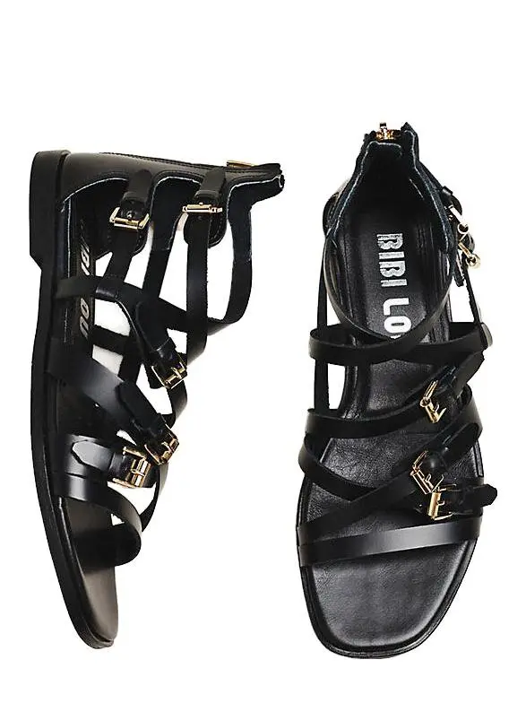 BIBI LOU Gladiator Buckle Sandals - Black