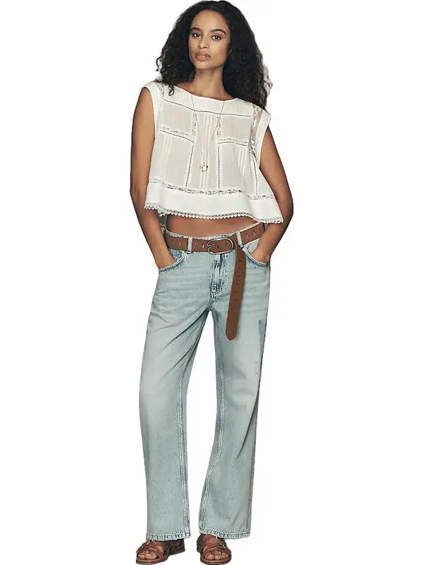 PILCRO Reworked Mid-rise Relaxed Straight-leg Jeans - Light Denim
