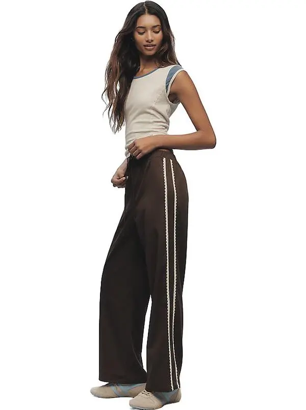 THE FROLIC Iris Track Pants - Chocolate Brown  White