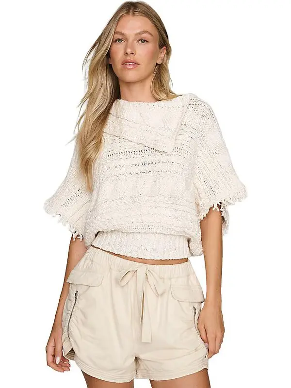PILCRO Ruched Flight Shorts - Ivory