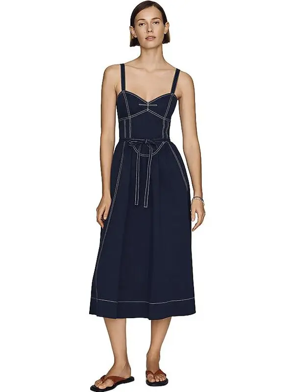 MARE MARE Cotton Seamed Midi Dress - Navy