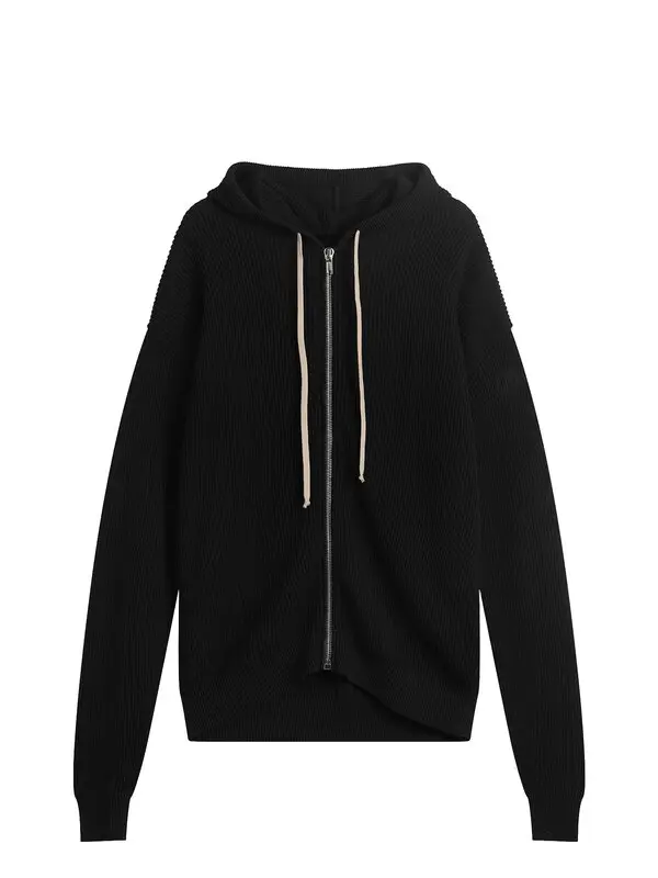 Rick Owens Zip Knitted Hoodie - Black