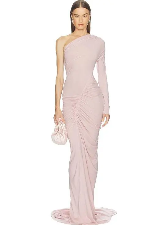 Atlein One Sleeve Ruched Gown - Blush