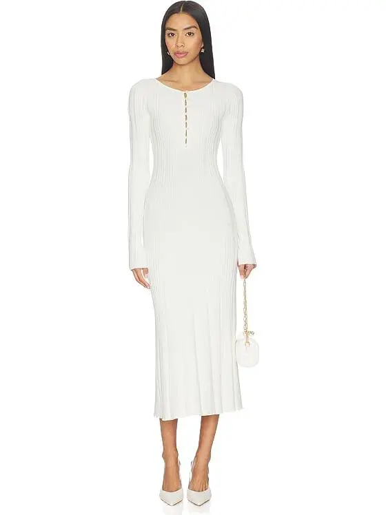 L'academie Wanda Knit Long Sleeve Dress - Ivory