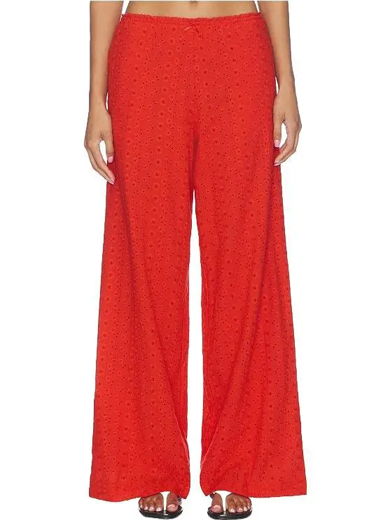 NIA X Revolve Eyelet Pant - Red
