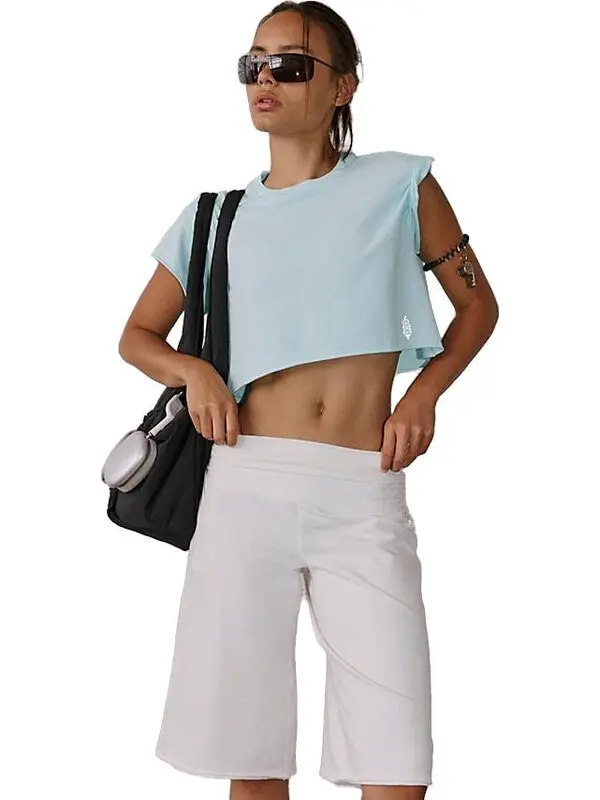 Free People Cropped Cotton T-shirt With Crewneck - Frosty