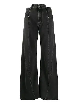 MAISON MARGIELA Wide-leg 5-pocket Denim Pants - 961edium Blacktone