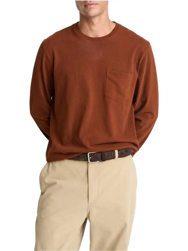 Vince Sueded Jersey Long-sleeve Pocket T-shirt - Natural