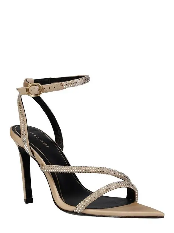 Natori Reiki Embellished Ankle Strap Heels - Natural