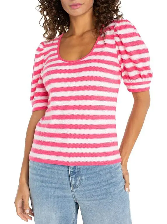 LIVERPOOL Striped Scoop Neck Sweater - Pink Multi Stripe