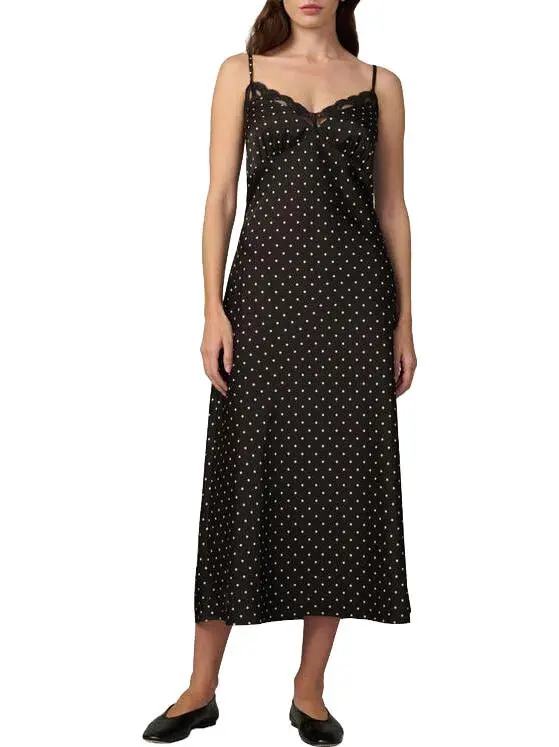 Joe's Jeans The Ines Polka Dot Midi Slipdress - Black Polka Dot