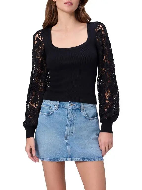 Paige Maya Lace Sleeve Sweater - Black