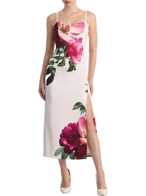 Alice + Olivia Nina Placed Floral Dress - Empress Bloom Off White