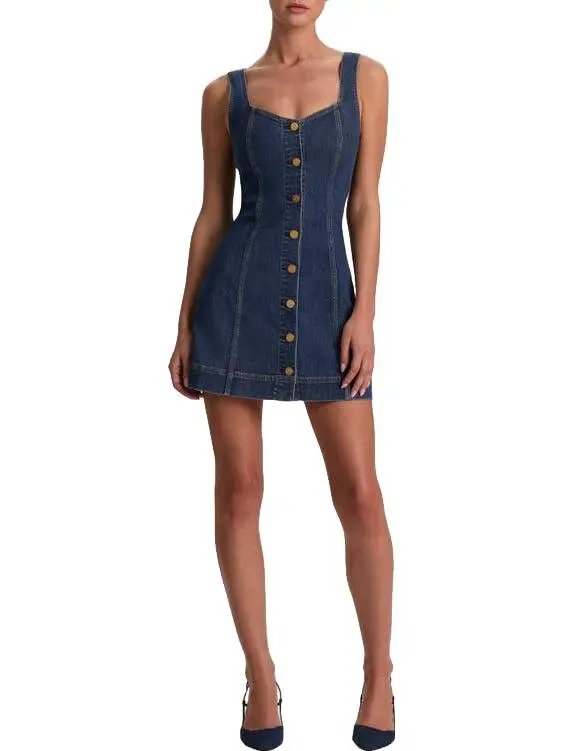 Alice + Olivia Bea Denim Mini Dress - Danica Dark Indigo