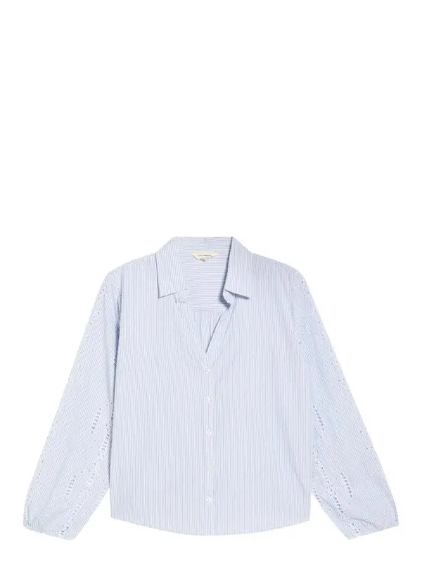 Lucky Brand Cutwork Stripe Button-up Shirt - Light Seashell