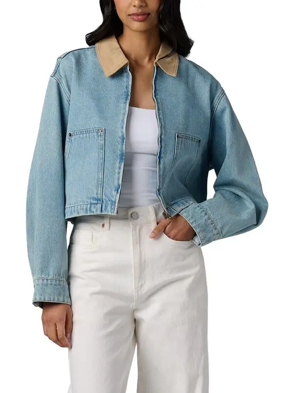 Blanknyc Denim Crop Chore Jacket - Coffee Run
