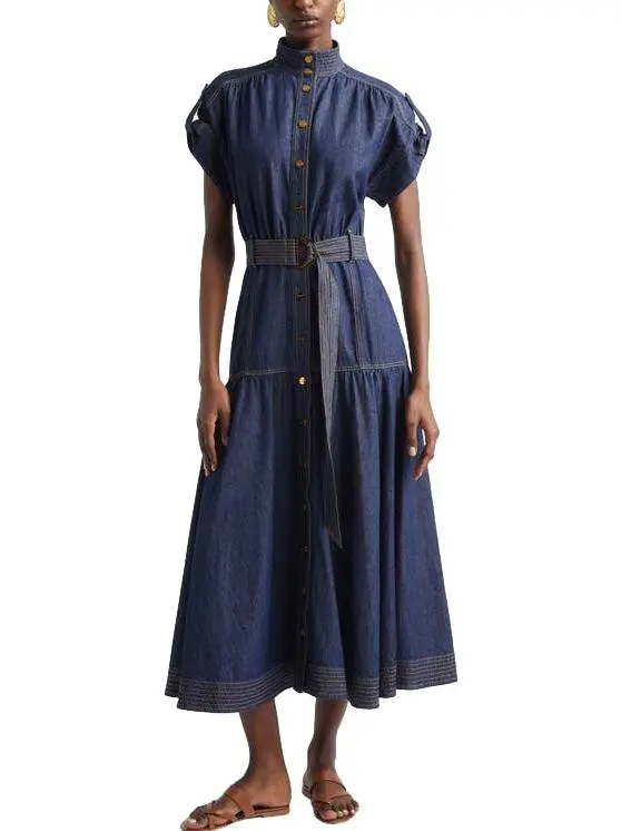 Zimmermann Kindred Spirit Belted Denim Midi Dress - Harbour Blue
