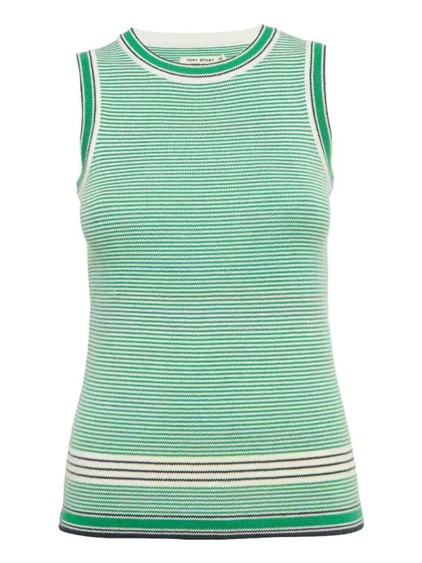 Tory Burch Round-neck Striped Tank Top - Green