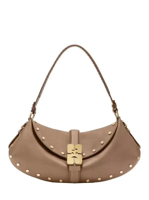 GANNI Studded Buckle Shoulder Bag - Neutrals