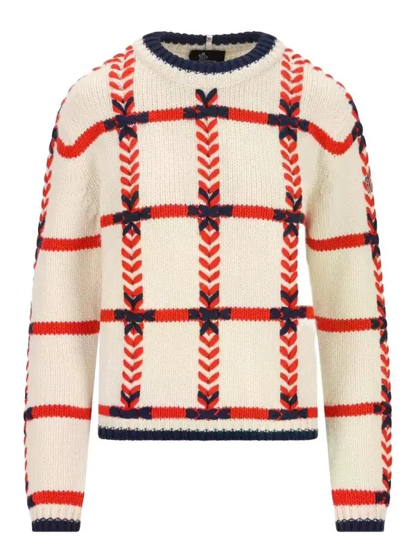 Moncler Jacquard Crew Neck Sweater - Neutrals