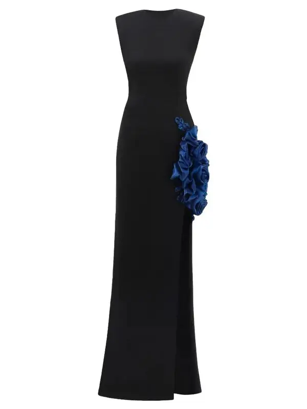 GEMY MAALOUF Floral Slim-cut Maxi Dress - Black